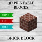 Brick Block - Minecraft Brick Block Printable Papercraft Template