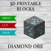 Diamond Ore - Printable Minecraft Diamond Ore Papercraft Template
