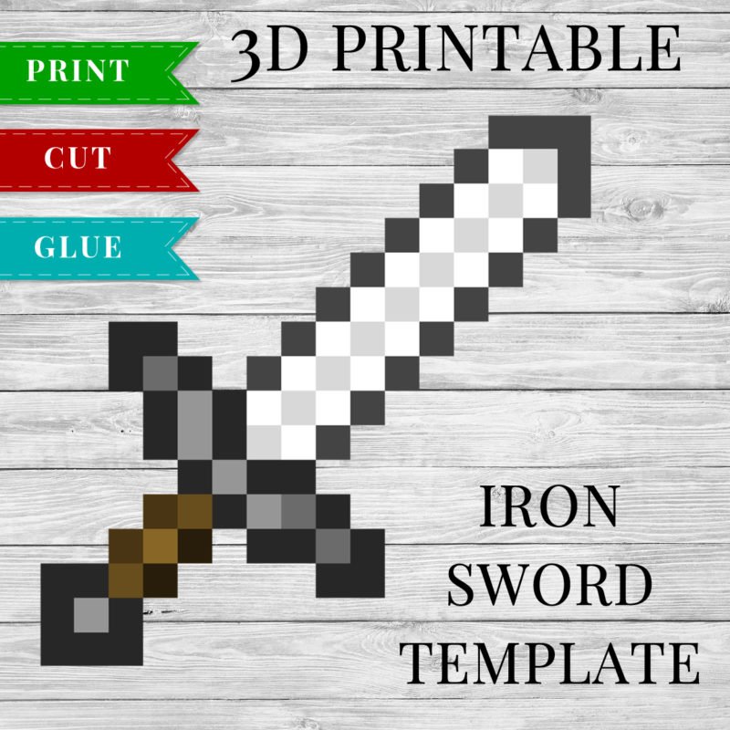 Iron Sword - Printable Minecraft Iron Sword Papercraft Template