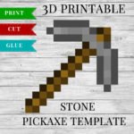 Diamond Pickaxe - Printable Minecraft Diamond Pickaxe Papercraft Template