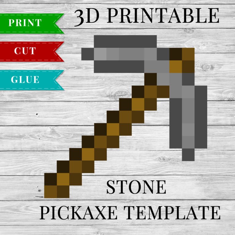 Diamond Pickaxe - Printable Minecraft Diamond Pickaxe Papercraft Template