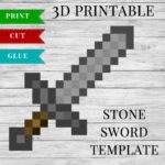 Stone Sword - Printable Minecraft Stone Sword Papercraft Template