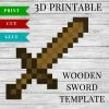 Wooden Sword - Printable Minecraft Wooden Sword Papercraft Template