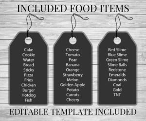 Printable Minecraft Food Labels - Minecraft Printable Birthday Party ...