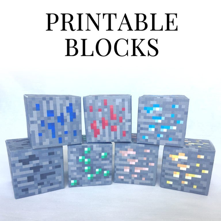 Minecraft Printable Papercraft Ore Blocks - SET 5